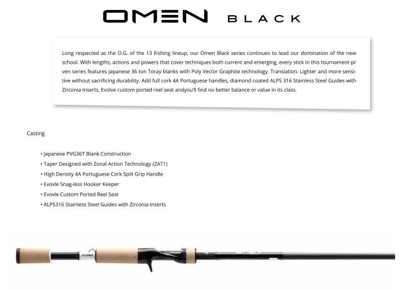 13 Fishing Omen Black Casting Rod 6’7’ Medium | Fish On Tackle Store