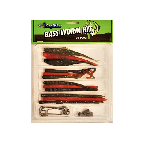 Kingfisher Bass Worm Kit 21 Piece– Fish On Tackle Store